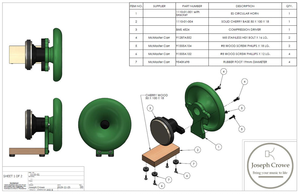15cm Diameter ES Horn 3D CAD Model – Joseph Crowe