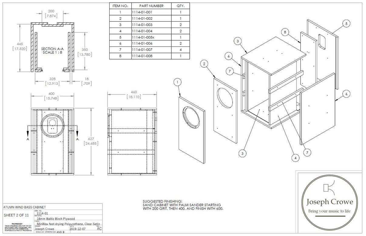 Bass Cabinet Speaker Plans SEAS FA22RCZ – Joseph Crowe
