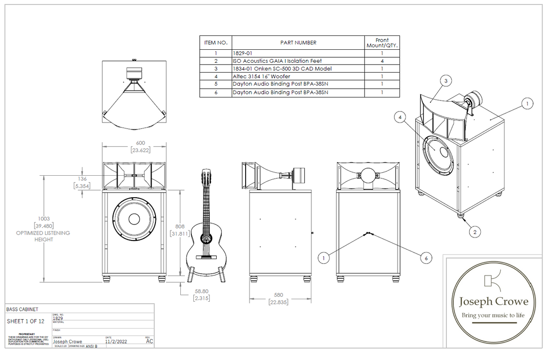 Onken Style Bass Cabinet No.1829 for Altec 3154 16" Woofer – Joseph Crowe